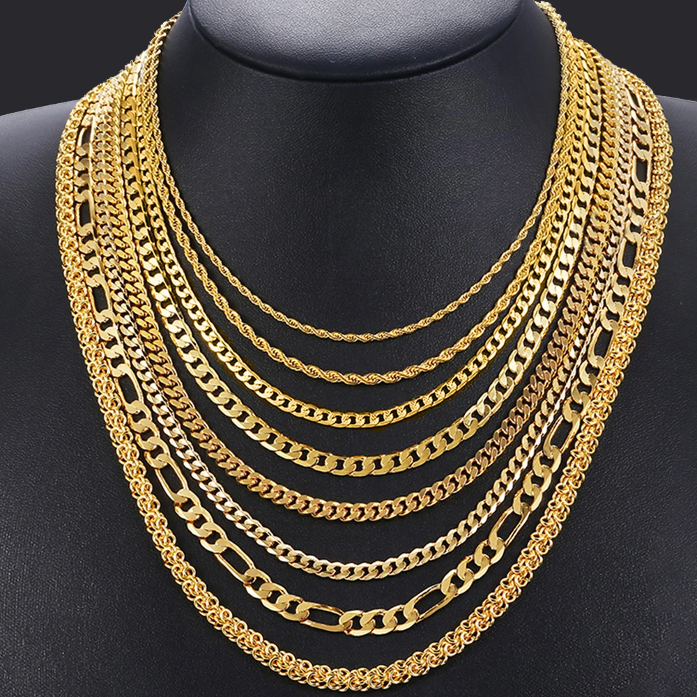 RINNTIN SC Gold Plated Jewelry - Cuban Link Chain 14K 18K
