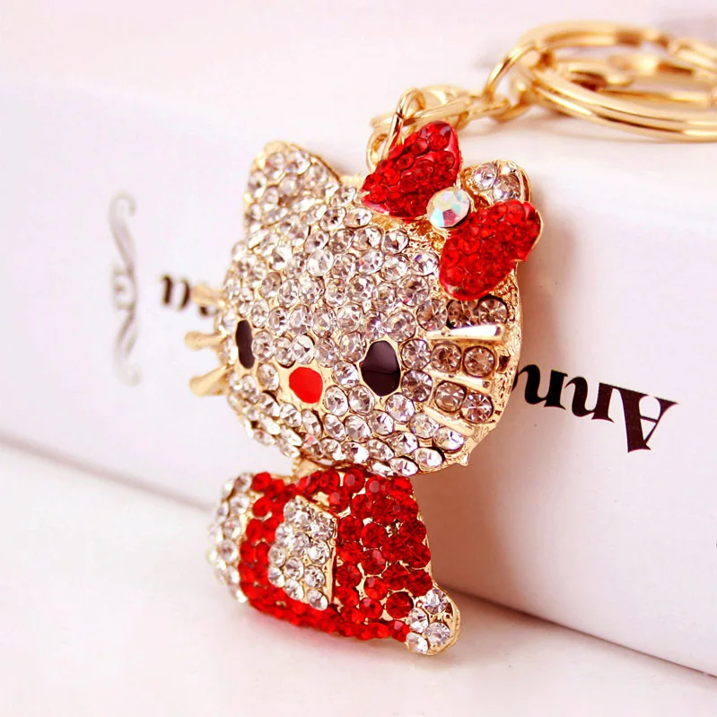 New Crystal Rhinestone Keychain Bag Pendant Luxury Hello Kitty Design ...