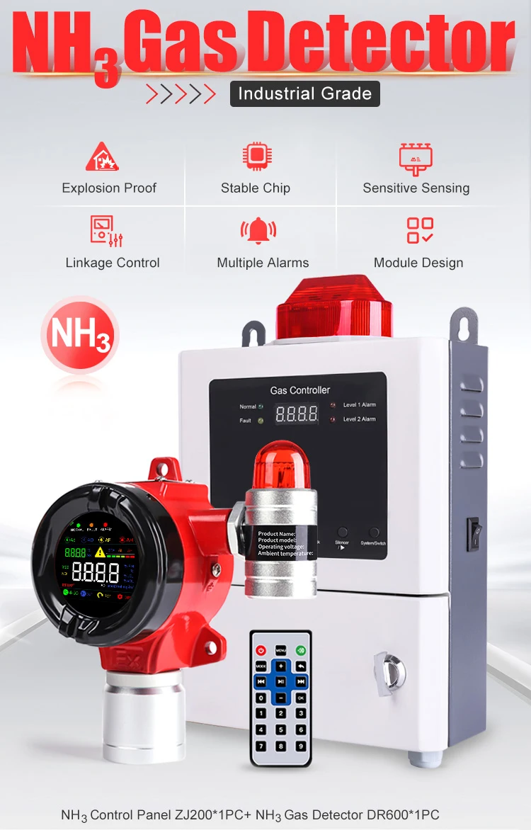 RTTPP NH3 Ammonia Gas Leak Detector Industrial Fixed Ammonia Gas ...