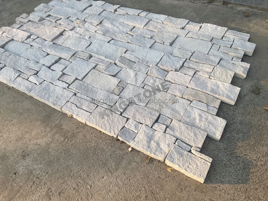 White Sandstone Culture Stone Wall Cladding Panels For Exterior Wall ...