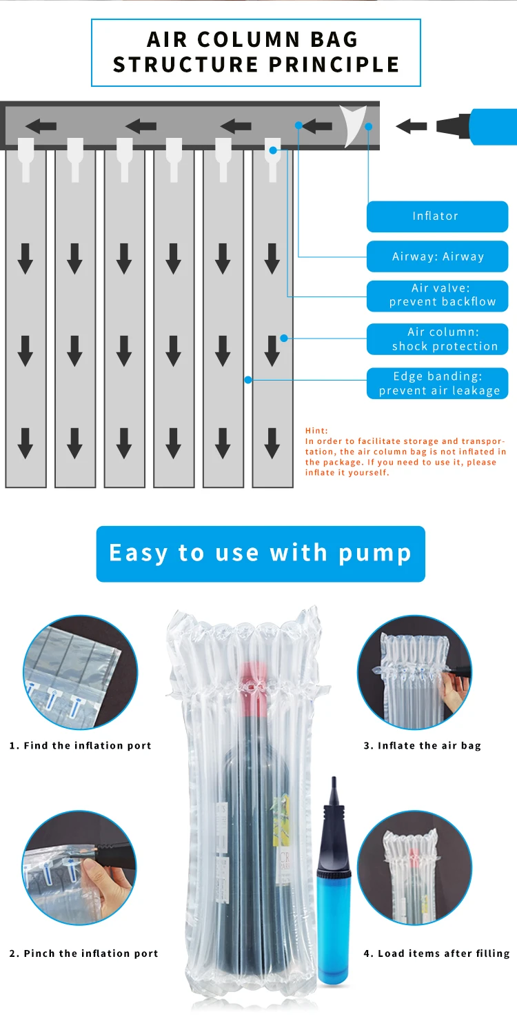 Transparent Inflatable Packaging Air Column Bag Cushion Wrap Wine ...