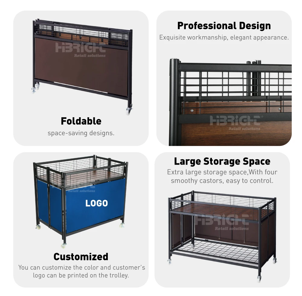 Commercial Steel Frame Supermarket Promotion Bins Grocery Foldable ...