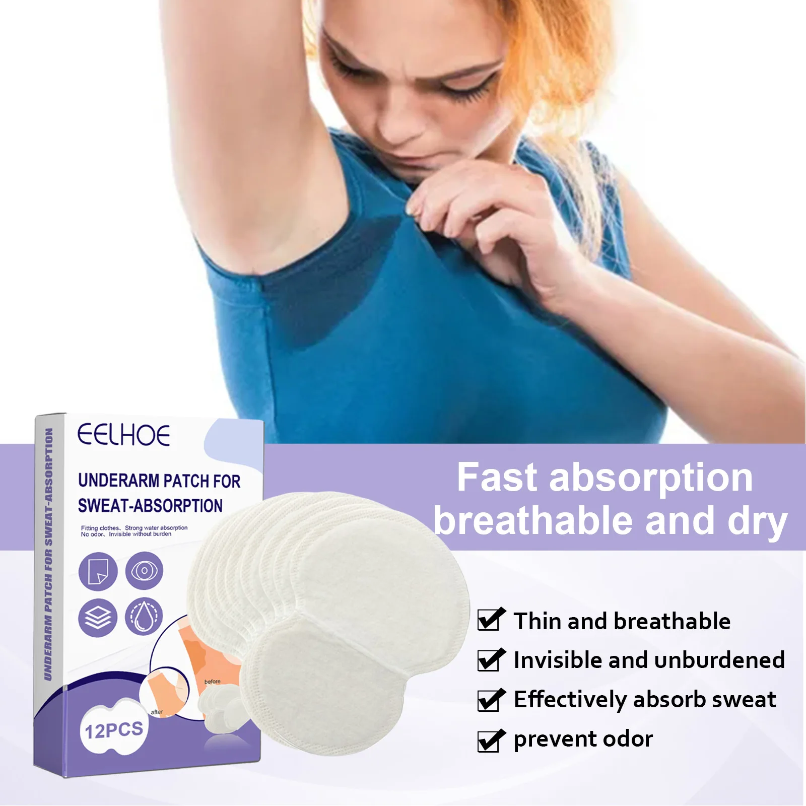 Disposable Super Sweat Absorption Absorbent Armpit Underarm Sweat Pads ...