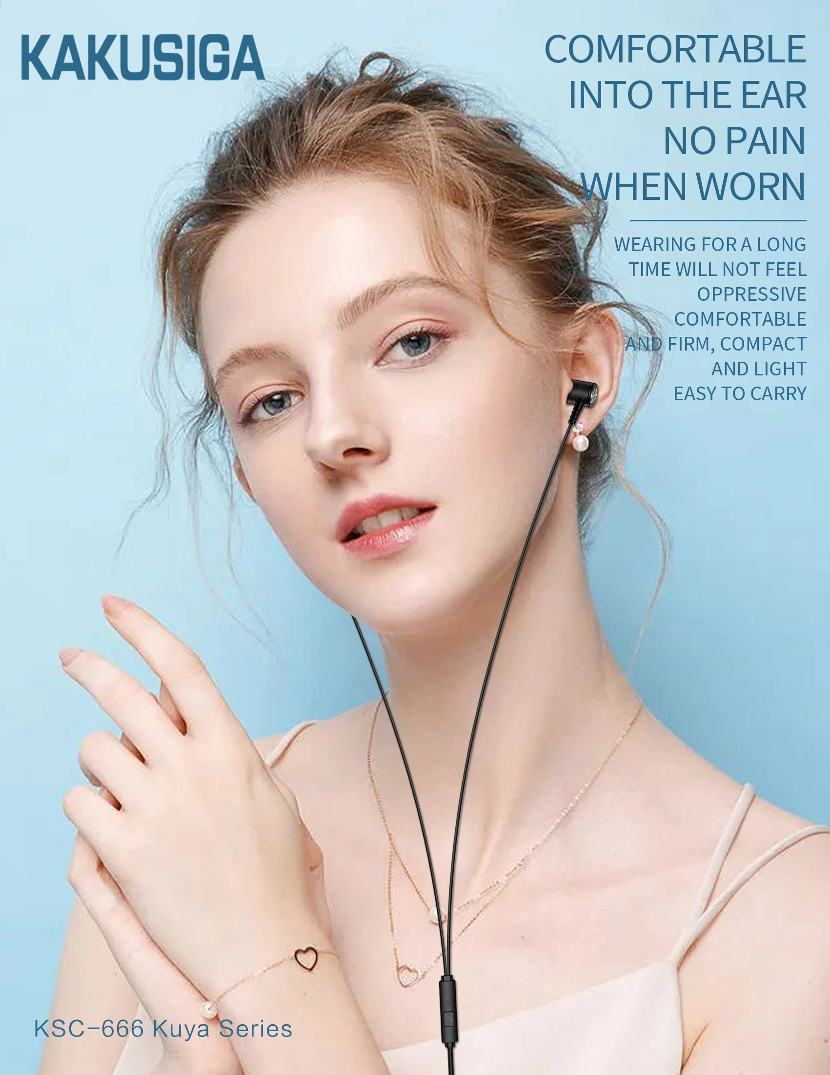 KAKUSIGA Wired Earphones - Clear Calling Music 3.5mm Plug