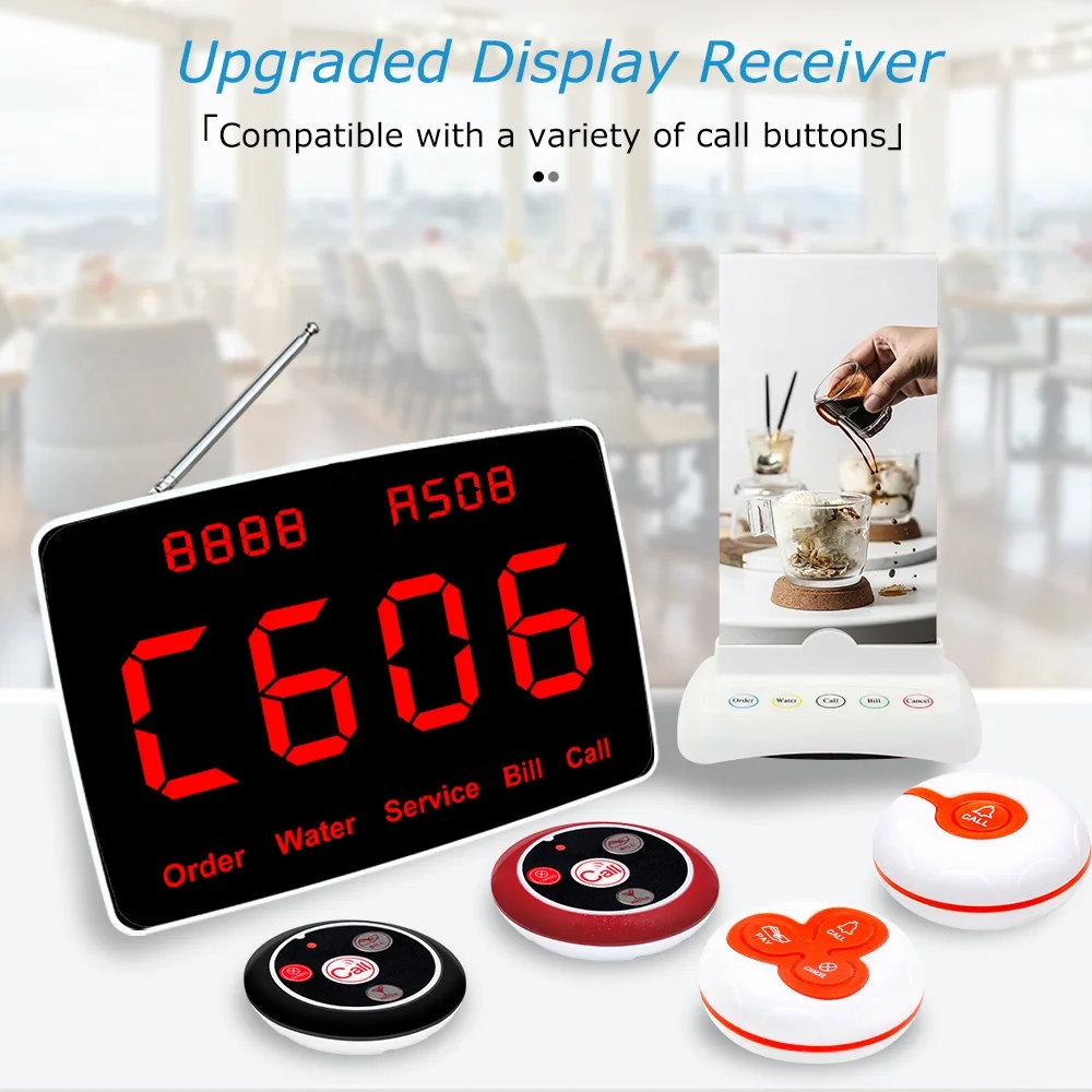 Wireless Guest Table Buzzer Screen Display Call Button Waiter Calling ...