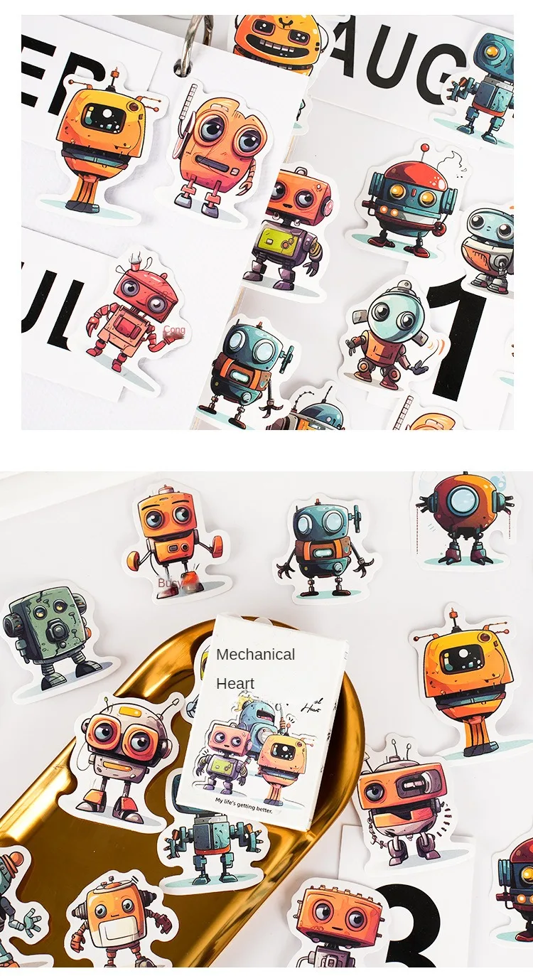 46pcs/box Boxed Stickers Mechanical Heart Mechanical Theme Handbook Diy ...