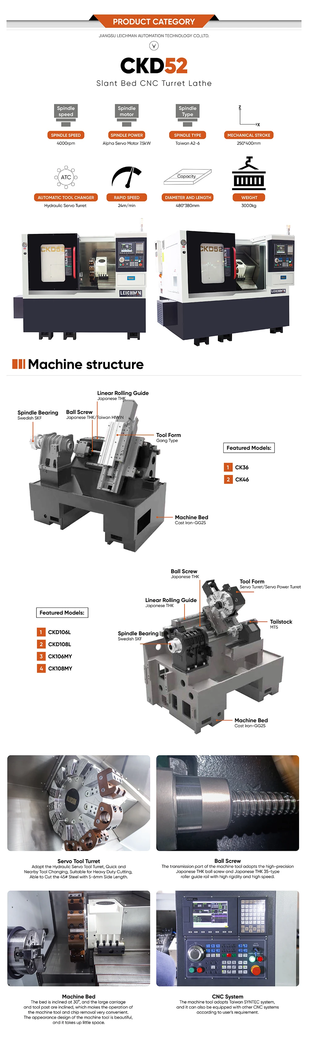 International Standard Ckd52 Cnc Lathe Machine Made In China Tool ...