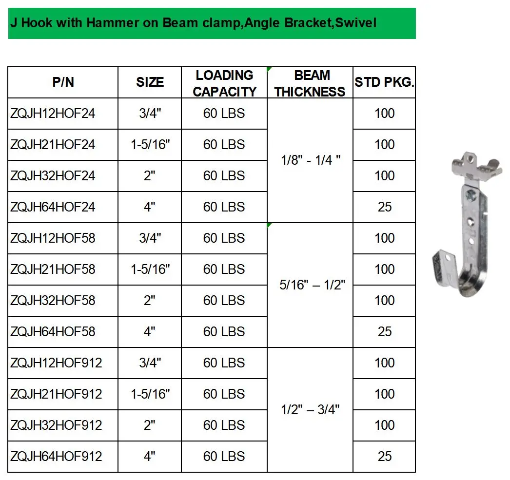 J Hook with Hammer on Beam Clamp Angle Bracket Swivel| Alibaba.com