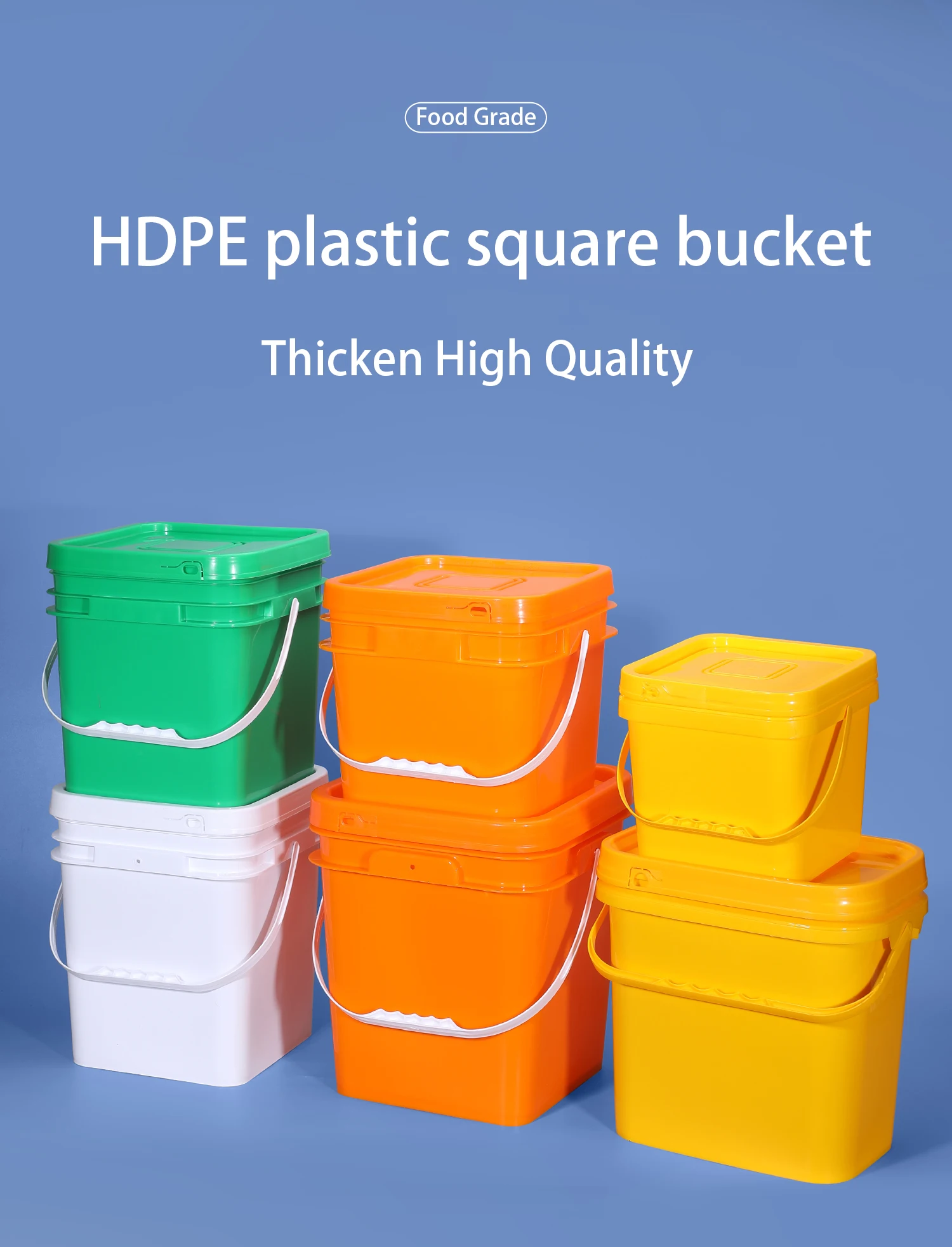 Custom 10L Square Plastic Bucket with Lid and Handle Recyclable Square ...