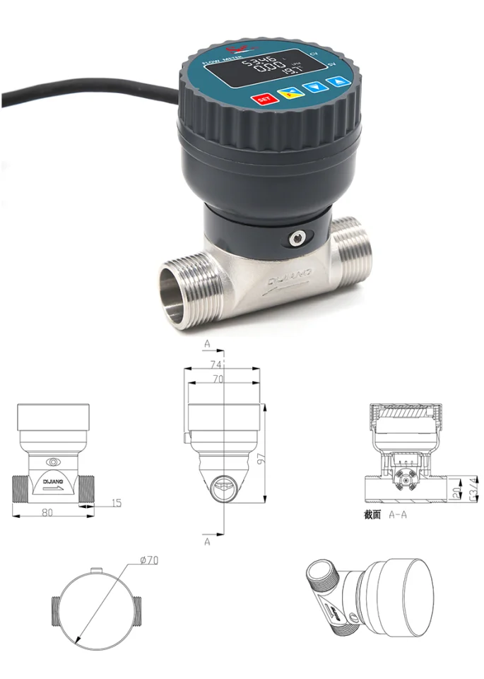 3/4'' DN20 Pulse/485 Signal Electromagnetic Flowmeter for Sewage Water ...