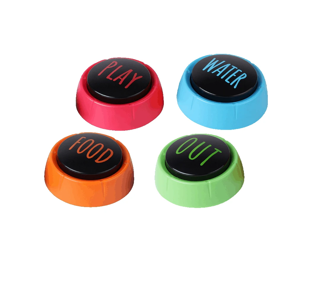Funny Dog Press Answer Button Talking Play Food Water Out Buzzer Round ...