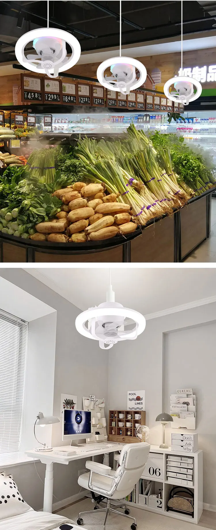 Modern Rgb Adjustable Ceiling Fan With Light And Remote Control 3 Color ...