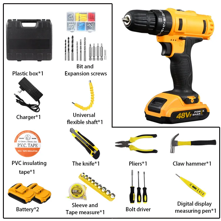 Rechargeable Brushless Bor Cordless Impact Drill Industrial Electric ...