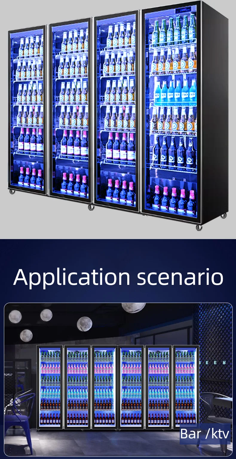 Commercial 900l Display Freezer 2 Door Refrigerator Beverage Display ...