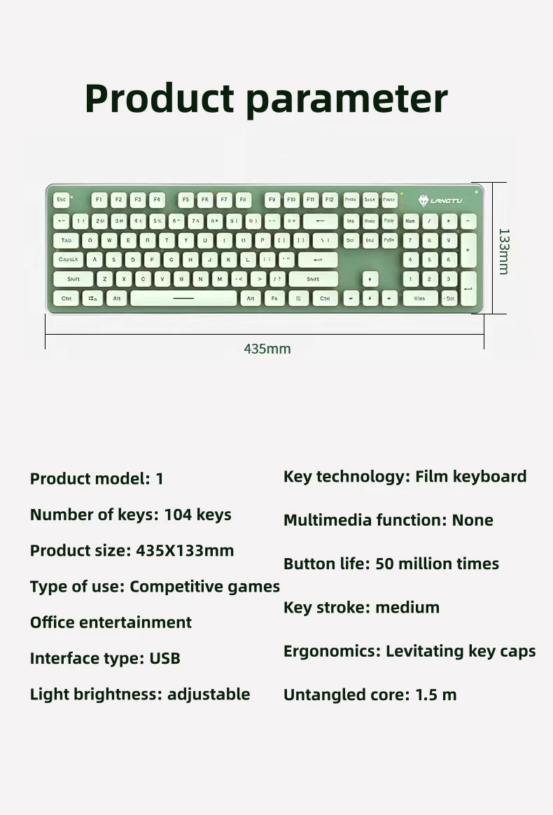 L1 Silent Mechanical Wireless Keyboard Backlit Wired Keyboard Laptop ...