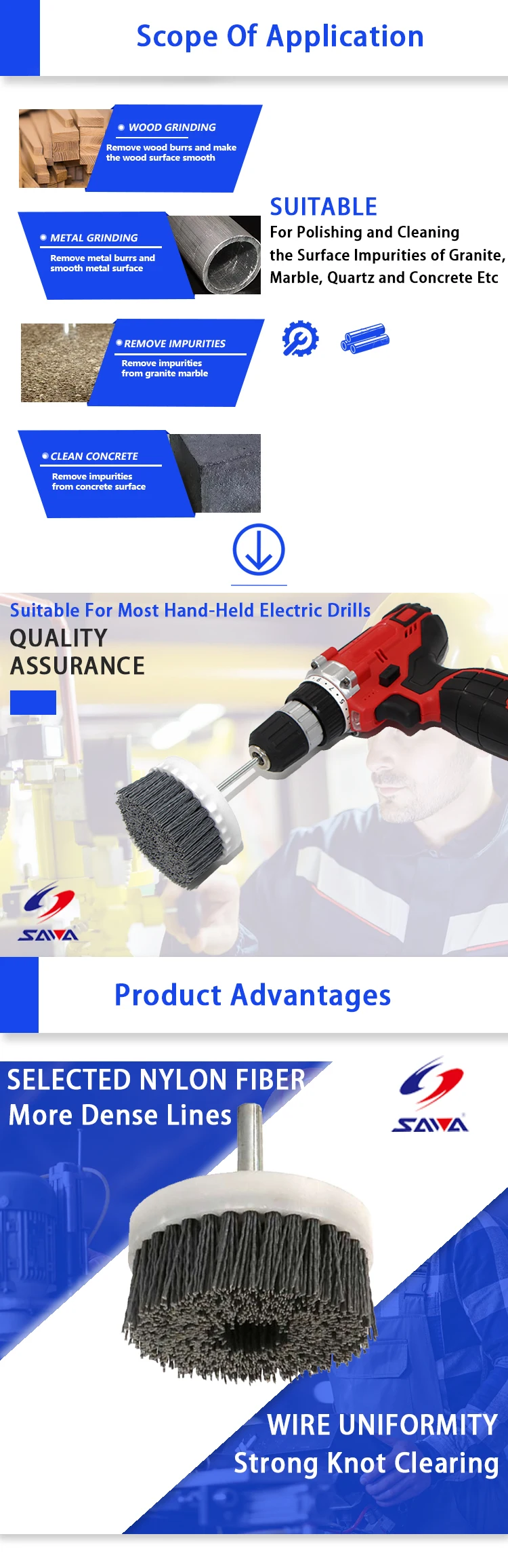 High Quality 80mm Fibre Base Silicon Carbide Brushes Polishing Brush Quartz Surface Finishing ...