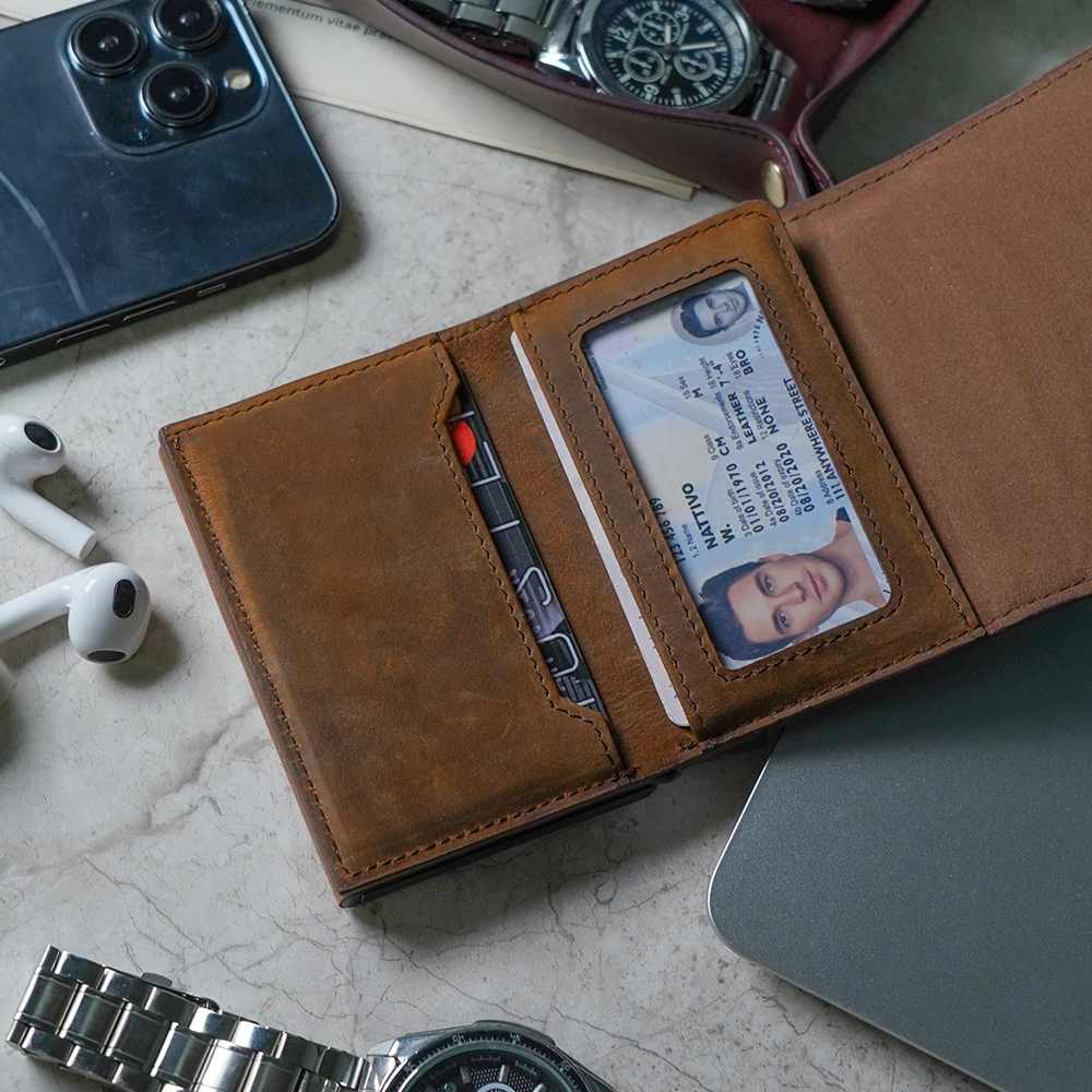 Pop up Wallet with RFID Blocking Minimalist Slim Credit Card Holder ...