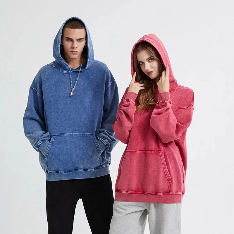 Custom Blank Acid Wash Pullover Hoodie Men Streetwear High Quality ...