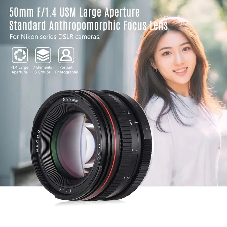 50mm F1.4 Large Aperture F1.4 Camera Lens Manual Focus Full Frame ...