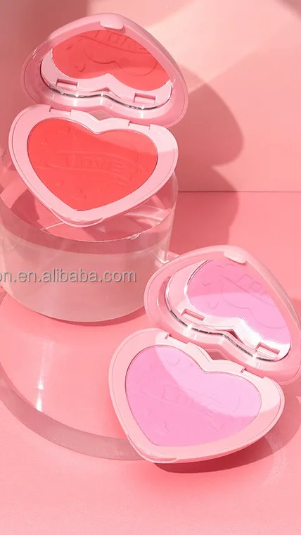 Wholesale Custom Logo Heart Shape Blush Palette Single Red Pink Blush ...
