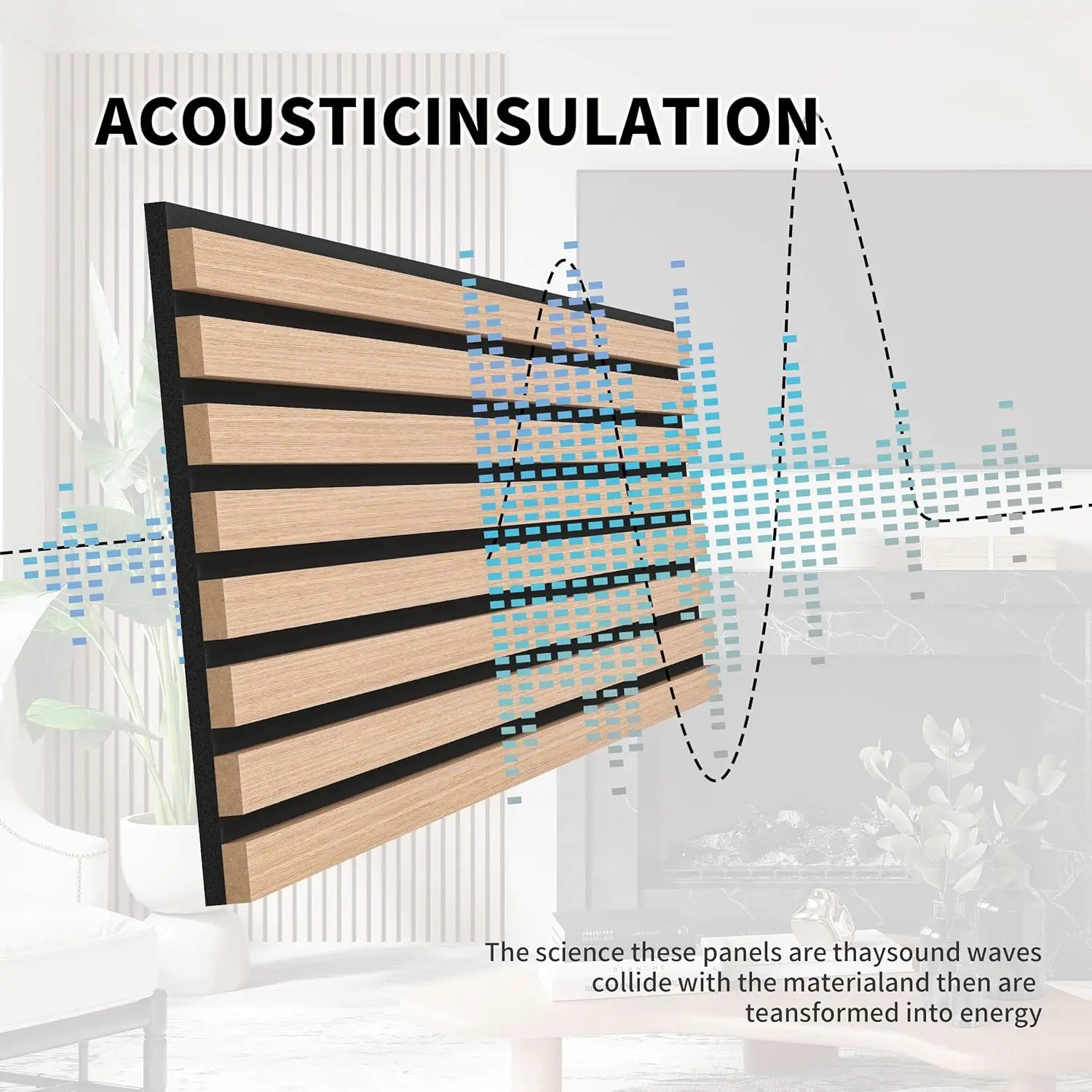 Wood Slat Wall Panels Decorative Diffuser Acoustical Panel for Wall and ...