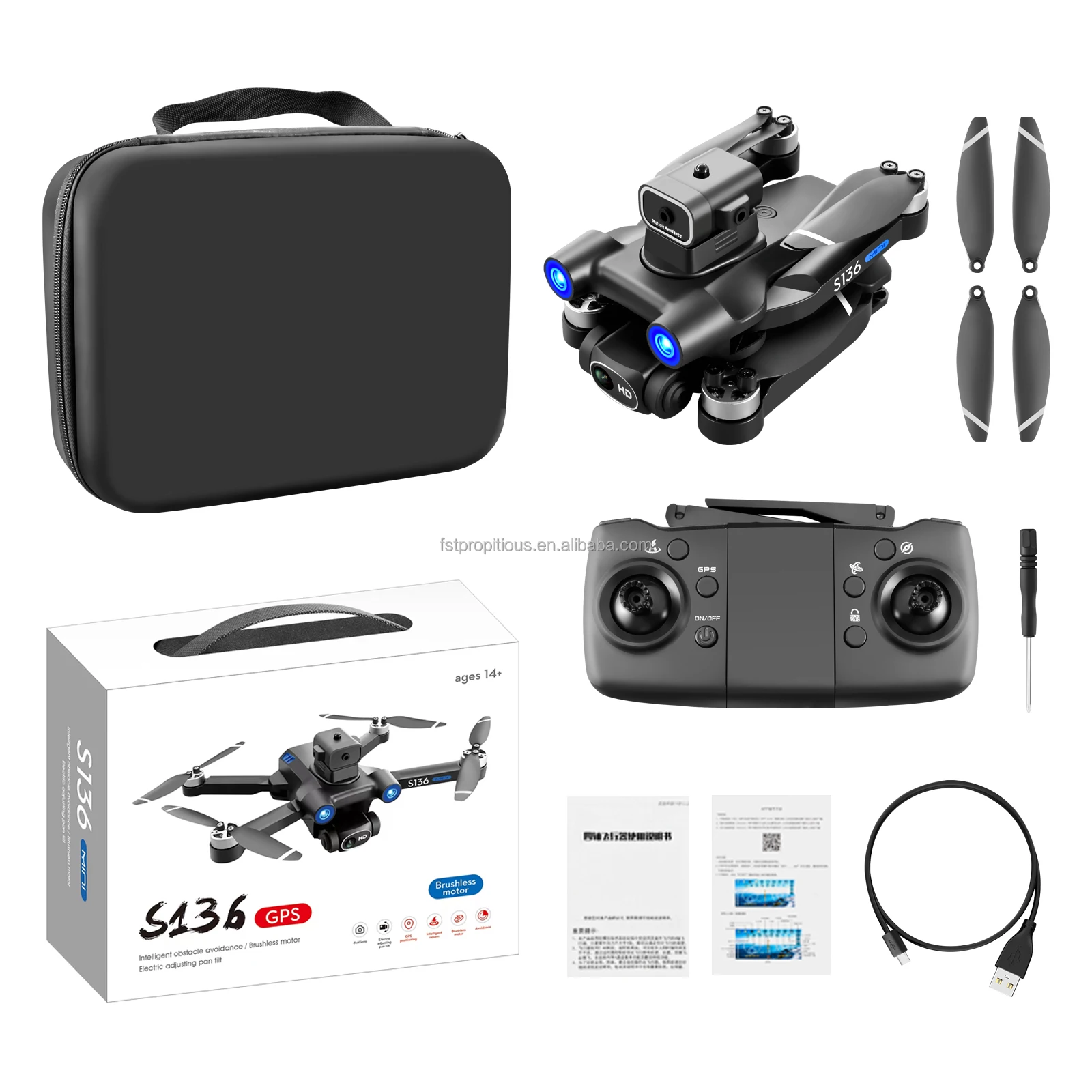 2023 New S136 High Quality Long Flight Time Powerful Drone With 4k Camera And Gps Fpv Brushless ...