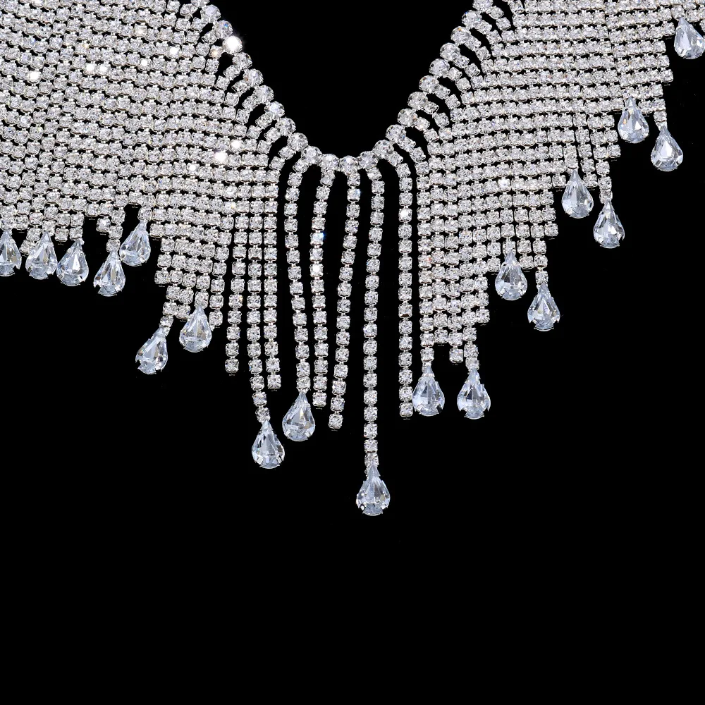 Exaggerated Tassel Water Drop Chest Chain European and American Full ...