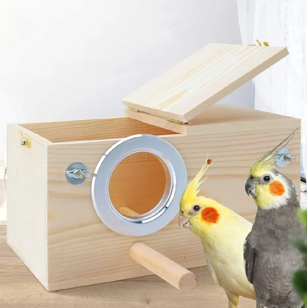 Wood Parakeet Budgie Cockatiel Breeding Nesting Bird Avery Cage Box ...