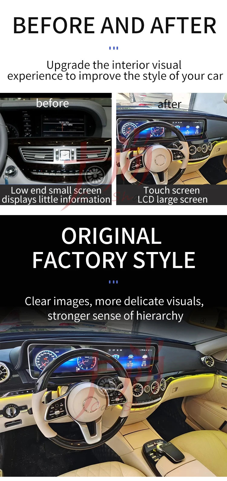 Benzz S-Class W221 W222 Full LCD Dual Connected Panoramic Large Screen ...