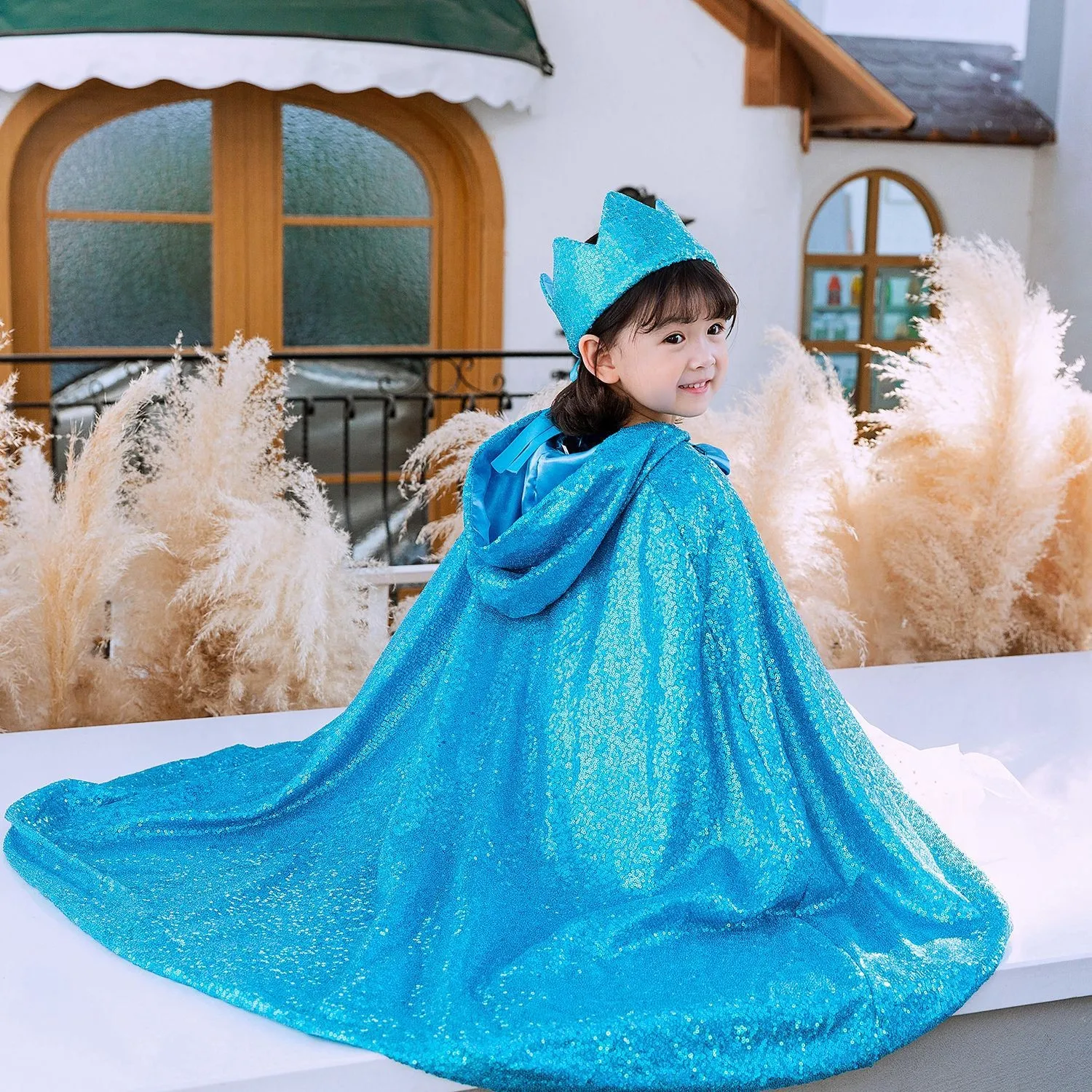 Girls Teal Winter Cape