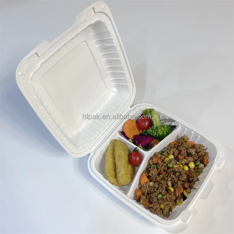 Eco Friendly Recyclable Togo Box 8x8x3 Inch 3 Compartment Carry Out ...