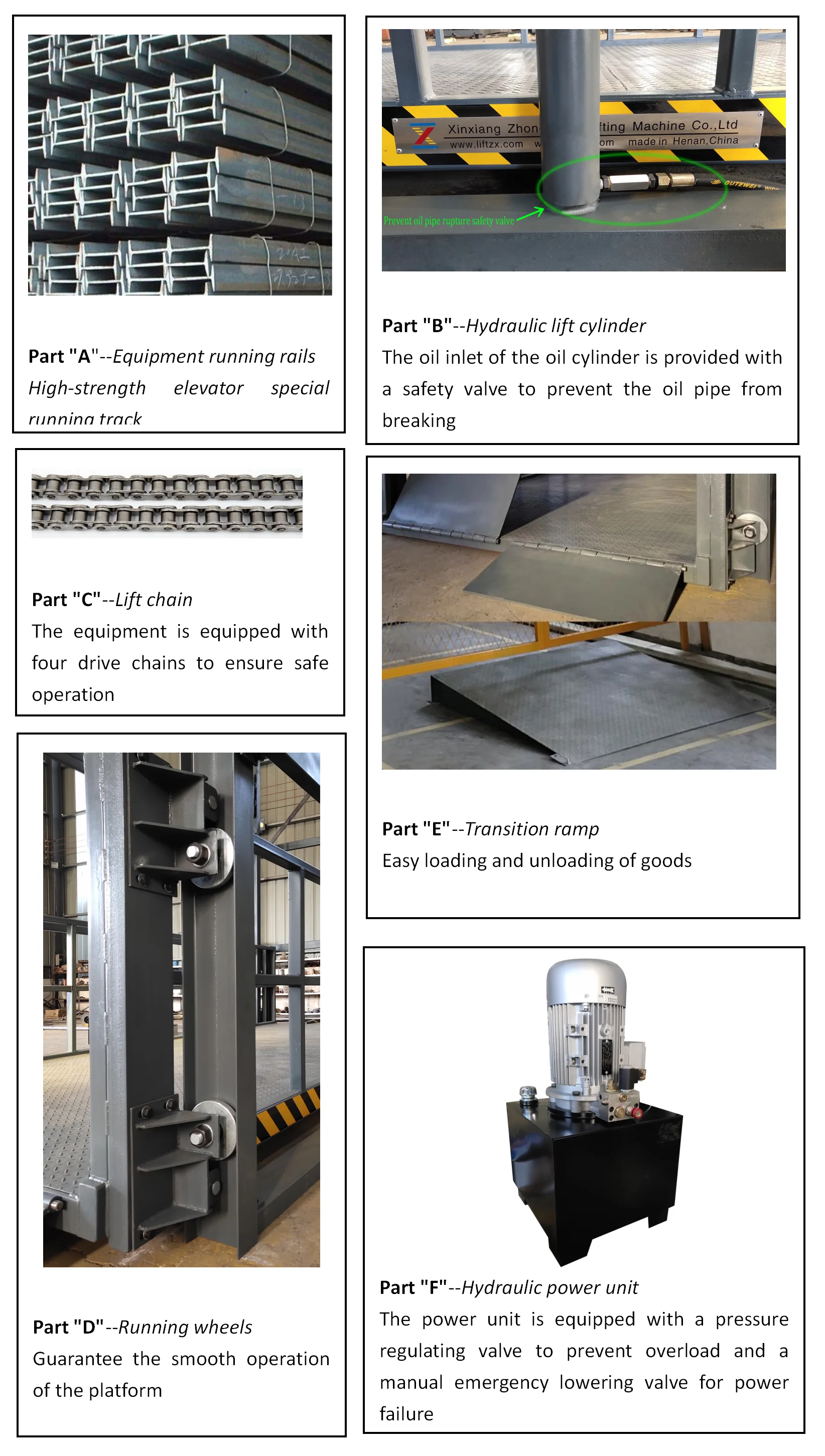 Industrial Hydraulic AC-Powered Warehouse Elevator Lift Platform Rail ...