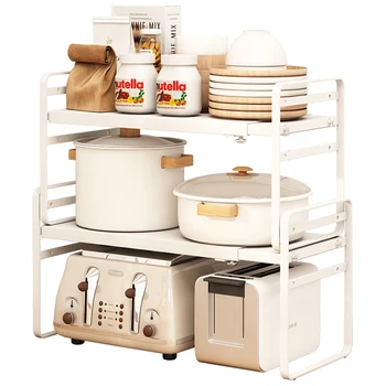 Retractable Kitchen Shelf Carbon Steel Adjustable Cabinet Pots And Pans ...