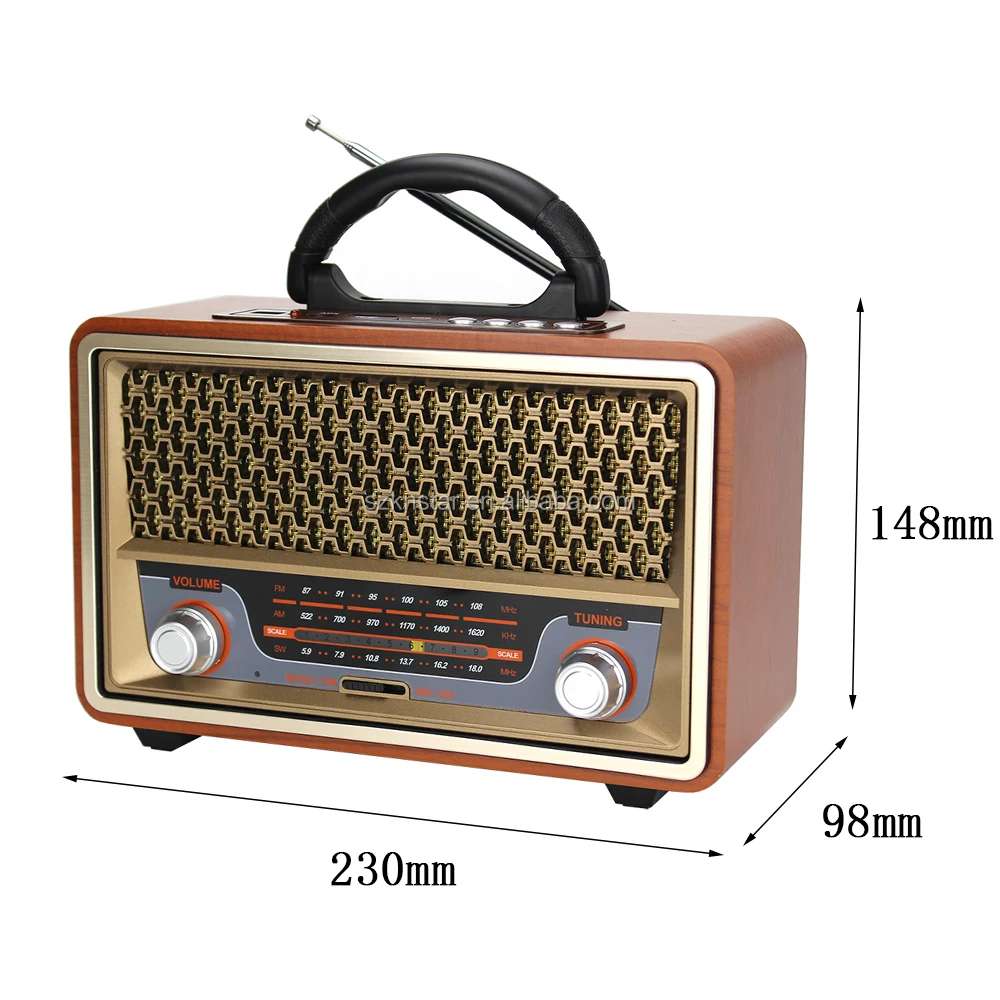 Wooden Retro Radio Usb Tf Aux Mp3 Radio Li Ion Rechargeable Battery ...