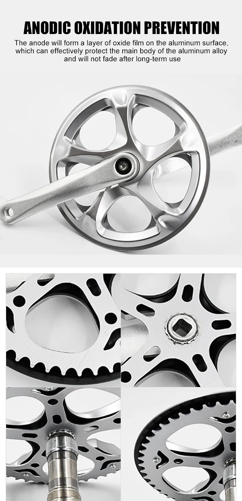 RALLEX 52T Bike CrankSet Aluminum Alloy Single Speed Track Foldable ...