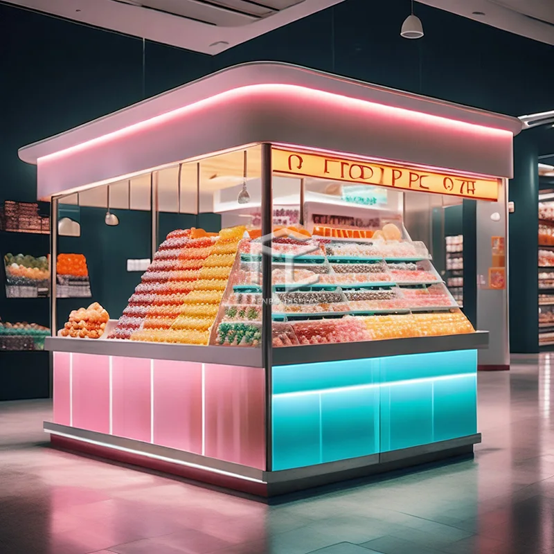 Wholesale Bespoke Retail Candy Kiosk Custom Mall Kiosk Sweets Colorful ...