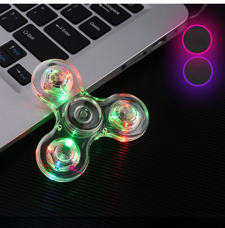 Luminous LED Hand Spinner Toy Transparent Finger Fingertip ...