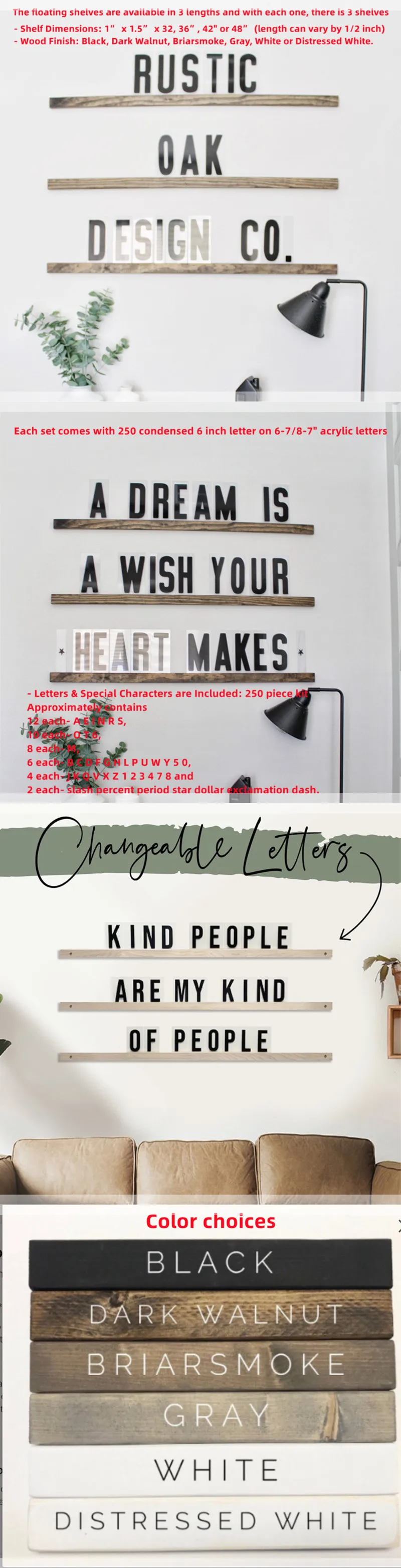 Marquee Wooden Letter Shelf - Floating Statement Shelves
