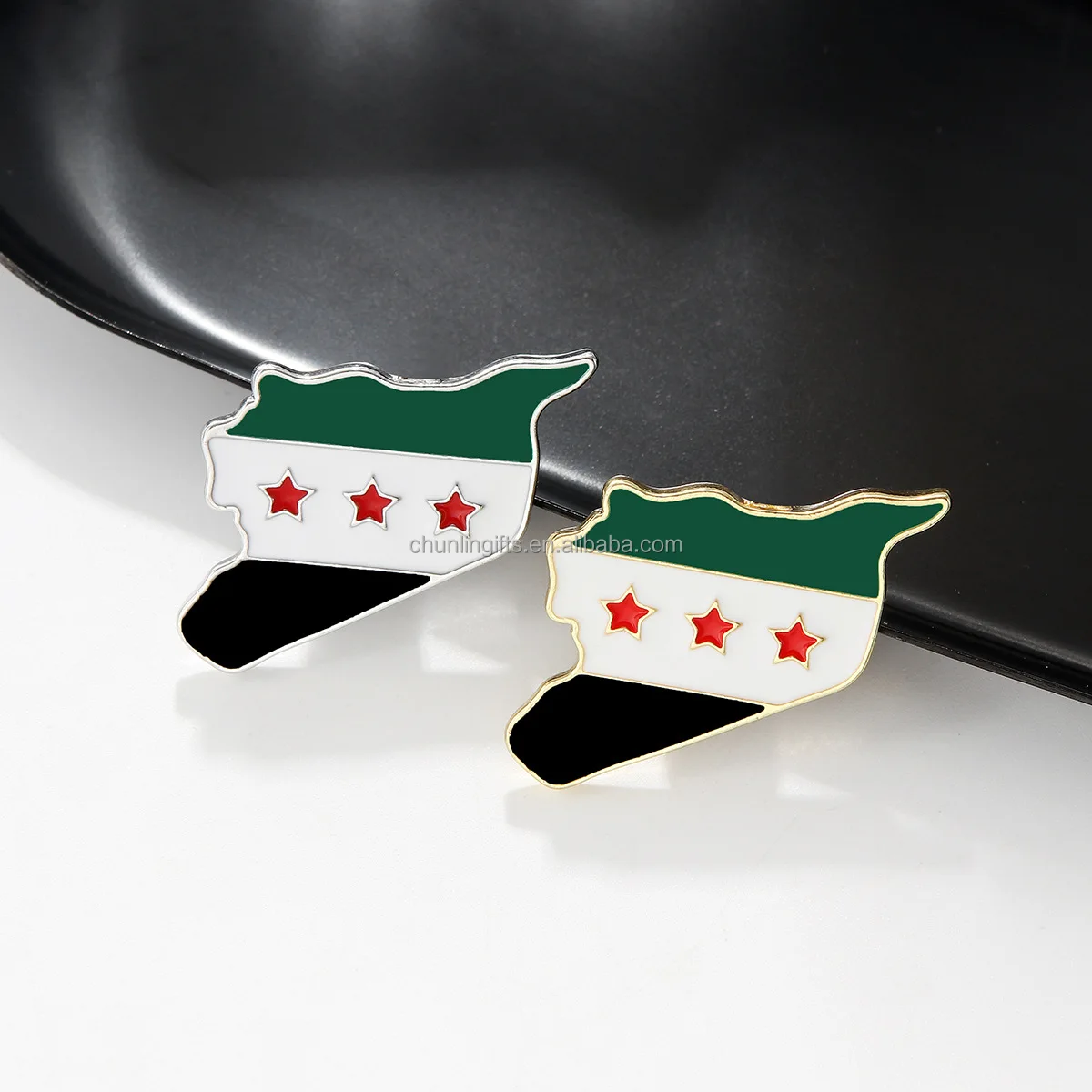 Syria Map Lapel Pins - Free Syria, Country Flag Badges