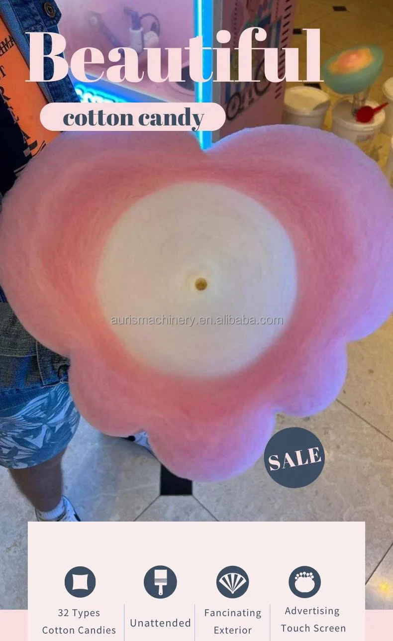 New Rainbow Cotton Candy Vending Machine - Automatic Sugar Floss Maker ...