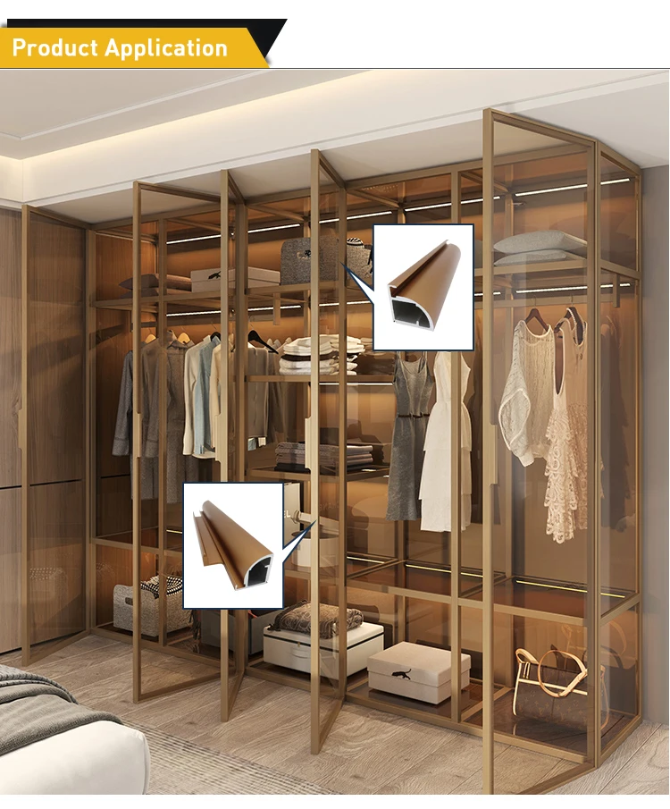 Aluminum Wardrobe Profiles with Air Hinges for Home