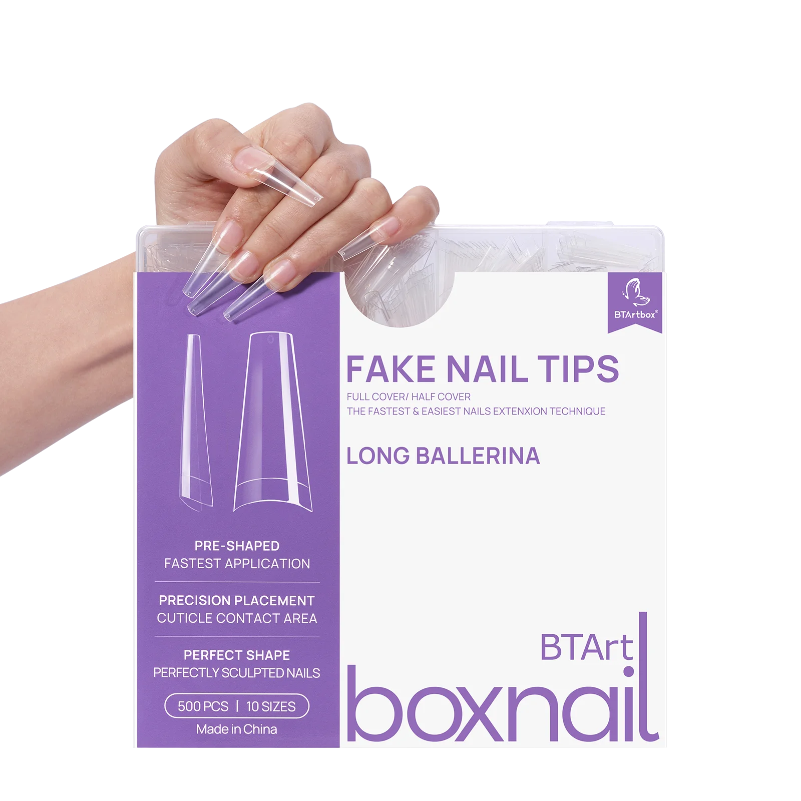 Private Label 300pcs Xxxl Extra Long No C Curve Coffin Shape Fake Nails ...