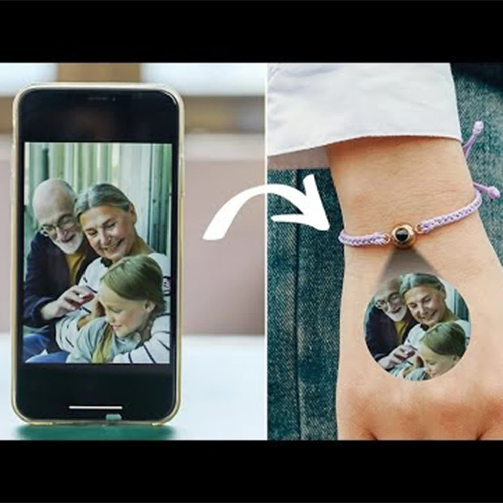 Personalized Photo Projection Charm Bracelet - Minimalism