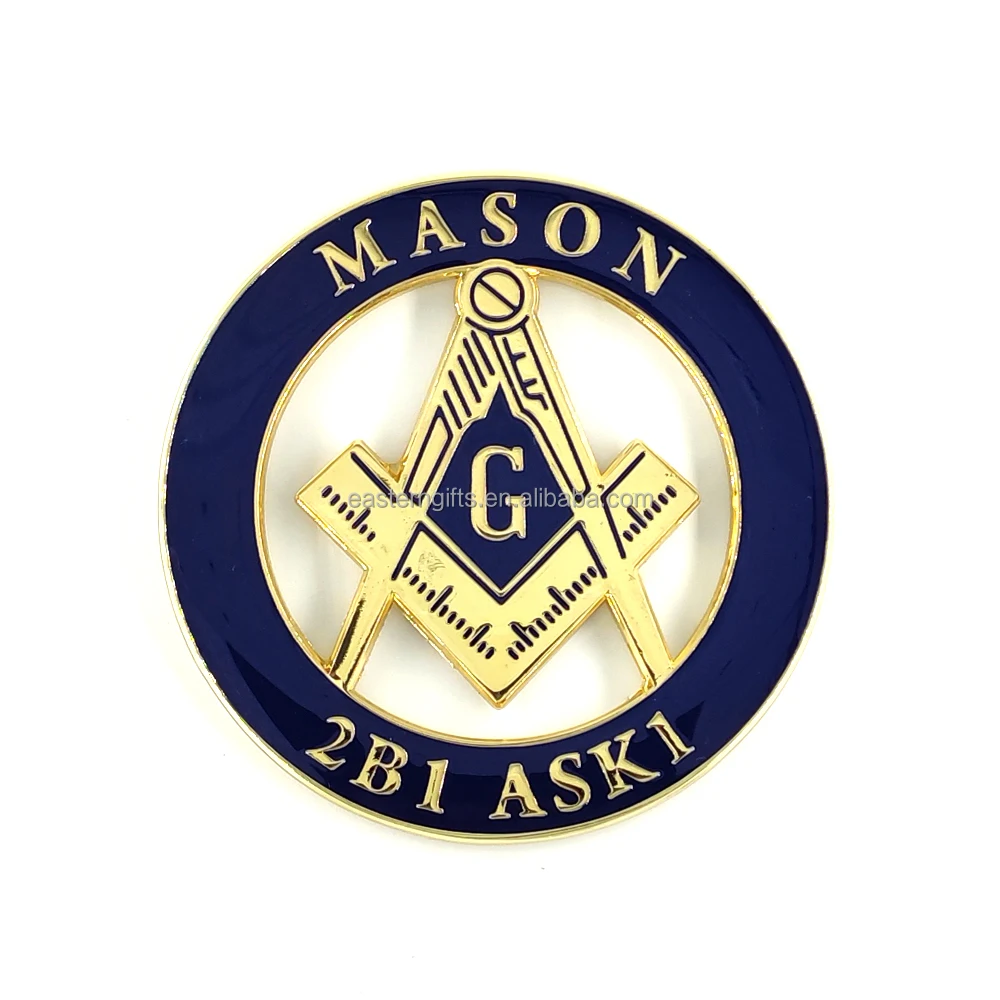 Golden Blue 3 Inches Round Masonic Regalia Mason 2b1 Ask1 Auto Car ...