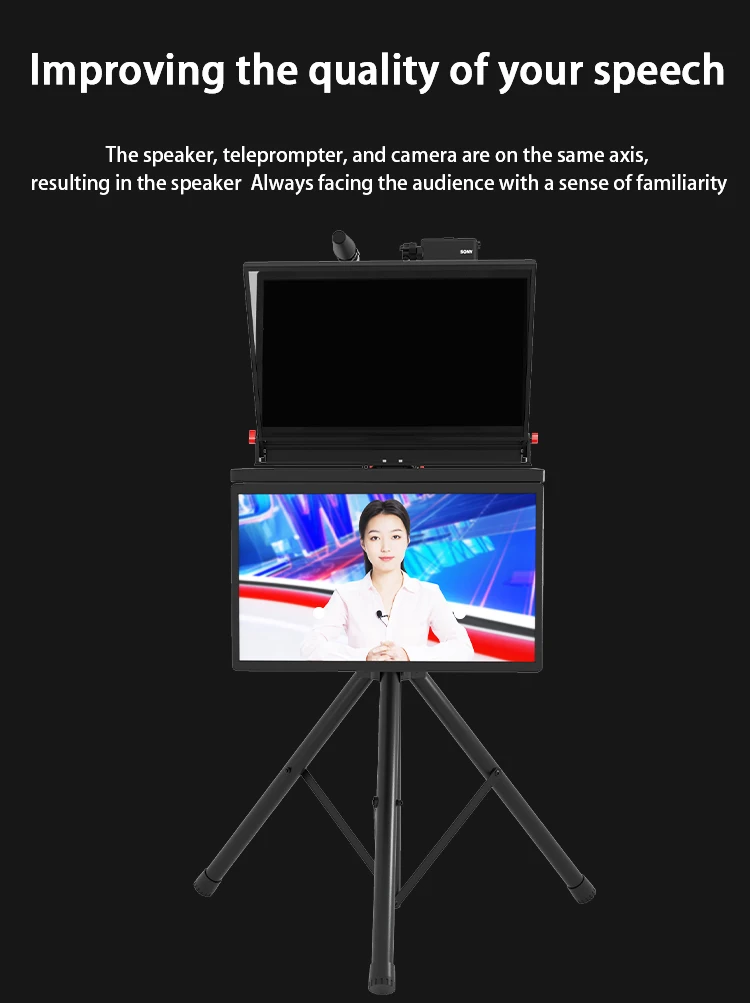 TY21G2 built-in prompter 21 inch dual screen studio teleprompter with ...