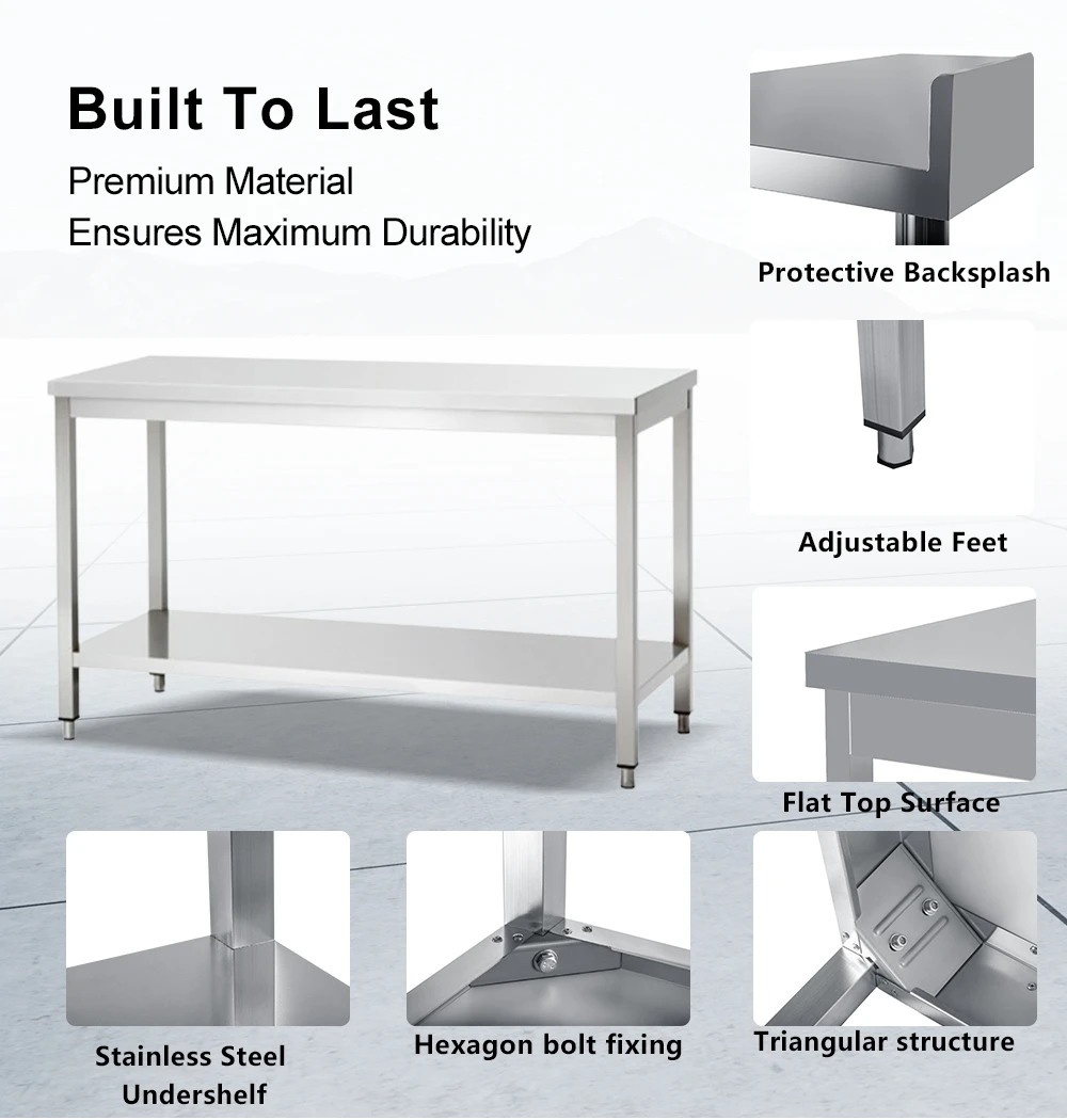 Stainless Steel Work Table with Sliding Doors Storage Cabinet and ...