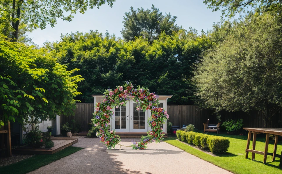 CYDISPLAY Wedding Arch Stand Frame Backdrop Gold Metal Flower Circle ...