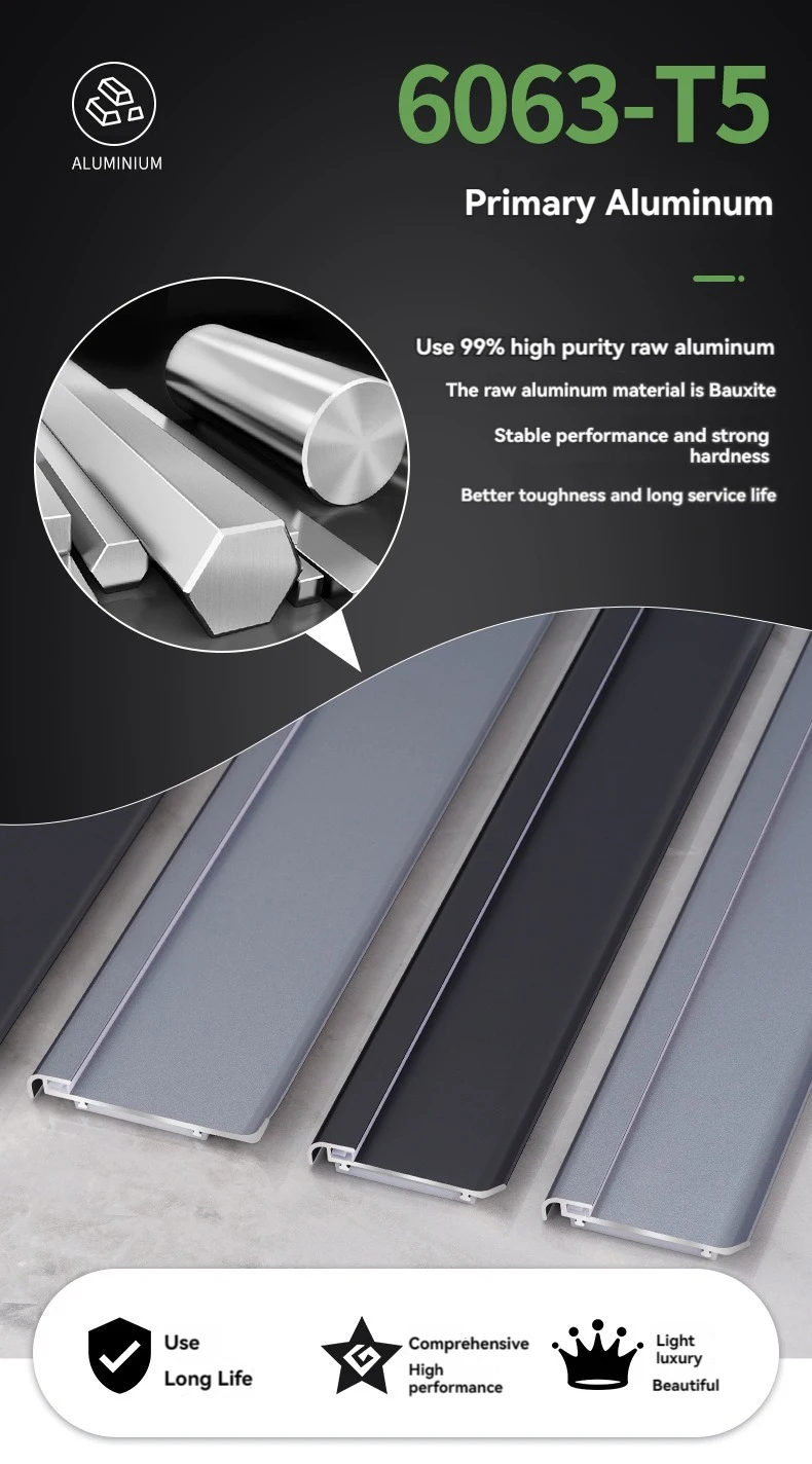 Shadow Gap Baseboard Skirting Profile Strip - 50mm Skirting Aluminum ...