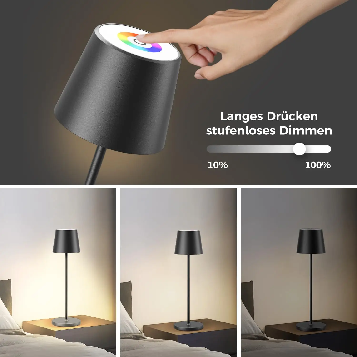Modern Creative Style Round Led Table Lamp Battery Operated 3 Color ...