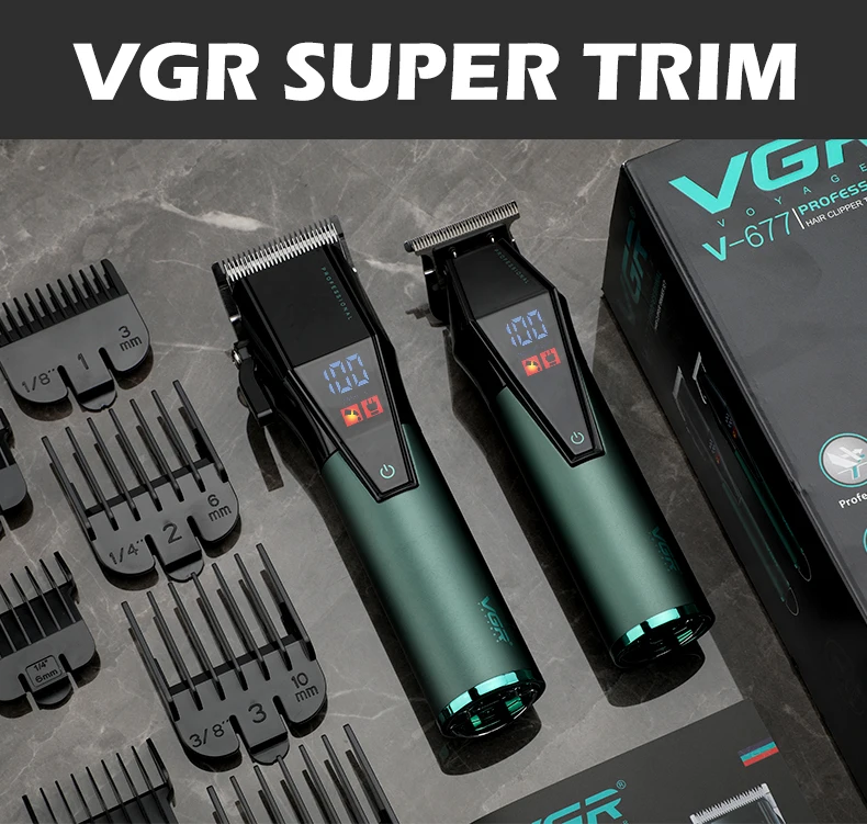 VGR V-677 Hair Cut Machine Mens Barber Rechargeable Professional Hair Clipper Trimmer Set ...